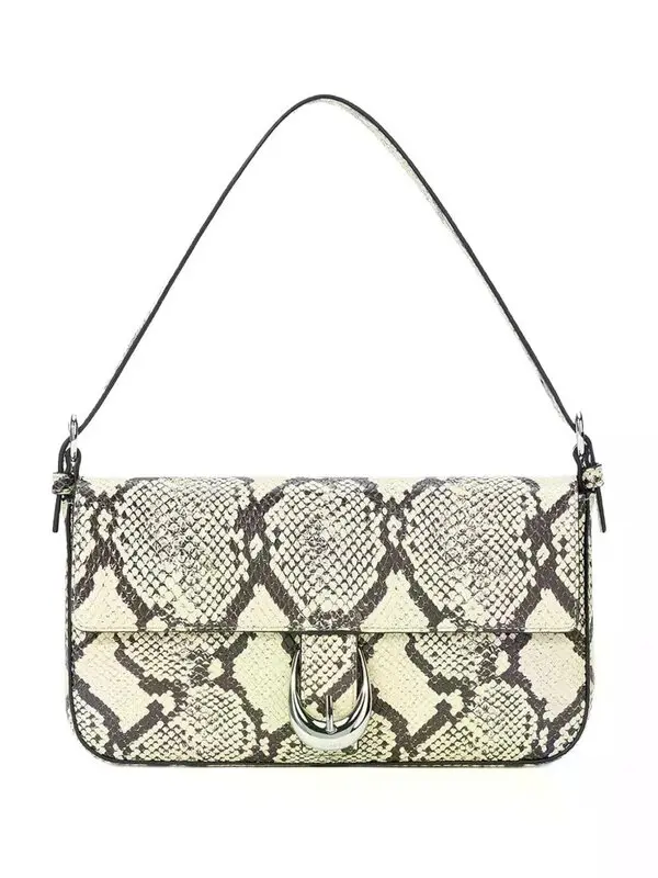 Staud Harlow Snake-print Shoulder Bag - White
