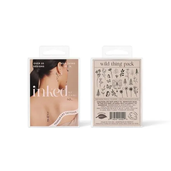 INKED BY DANI Wild Thing Temporary Tattoo Pack - One-color