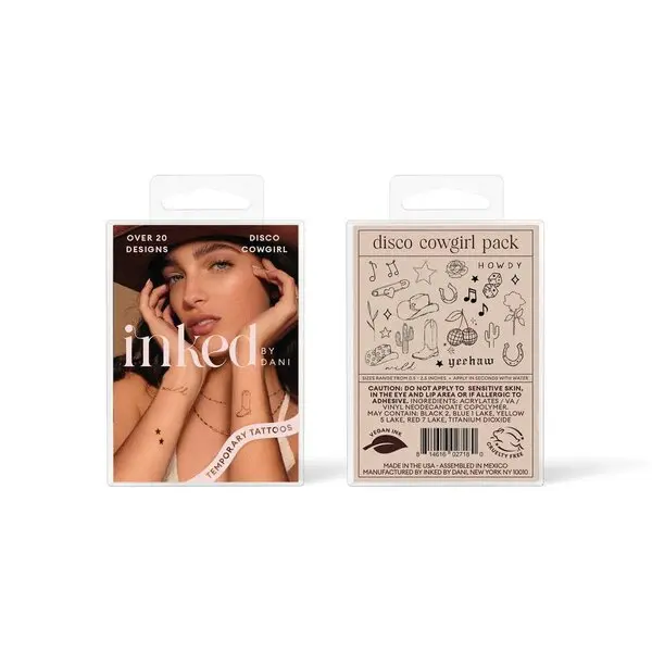 INKED BY DANI Disco Cowgirl Temporary Tattoo Pack
