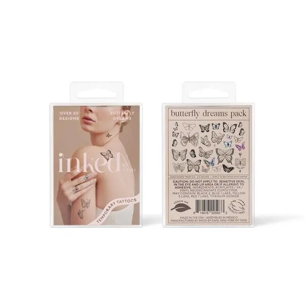 INKED BY DANI Butterfly Dreams Temporary Tattoo Pack - One-color