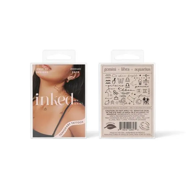 INKED BY DANI Zodiac Collection: Air Signs Temporary Tattoo Pack