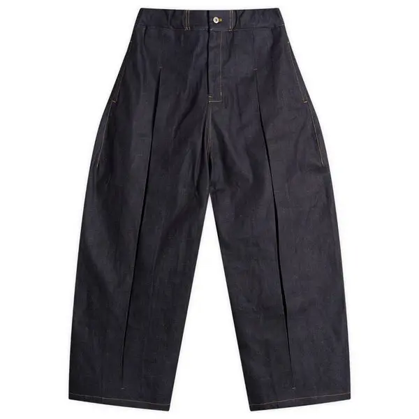 SAGE NATION Raw Indigo Box Pleat Trousers