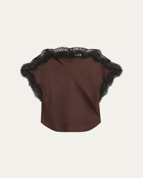 A.L.C. Luna Satin Lace-trim Top