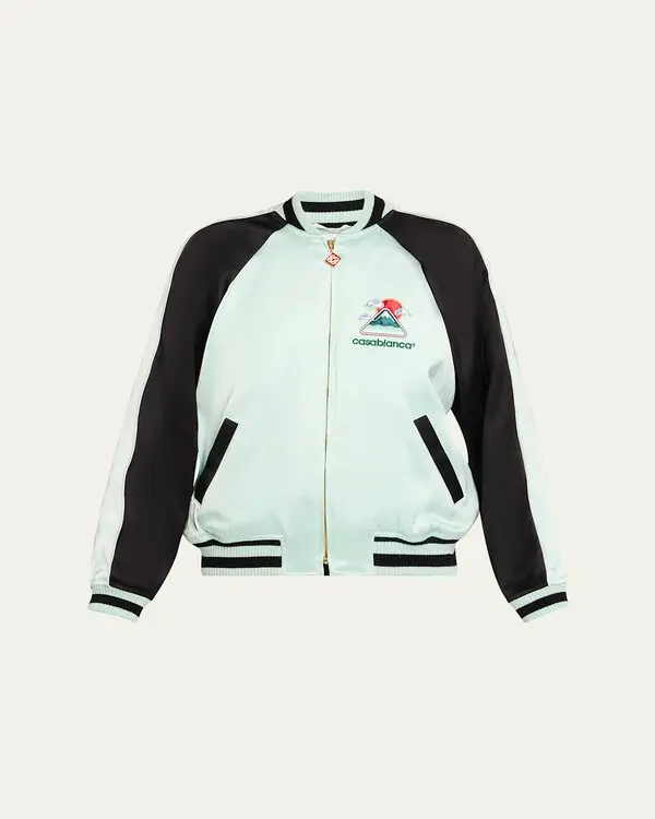 Casablanca Embroidered Satin Bomber Jacket