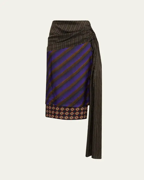 Dries Van Noten Senice Striped Drape Skirt
