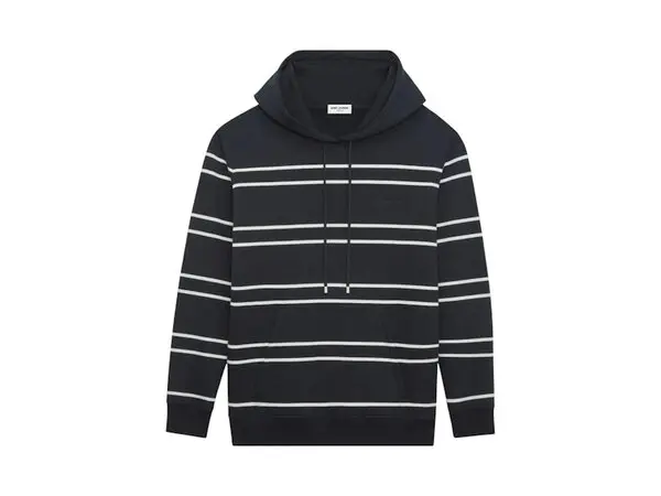 Saint Laurent Striped Cotton Hoodie - Black/white