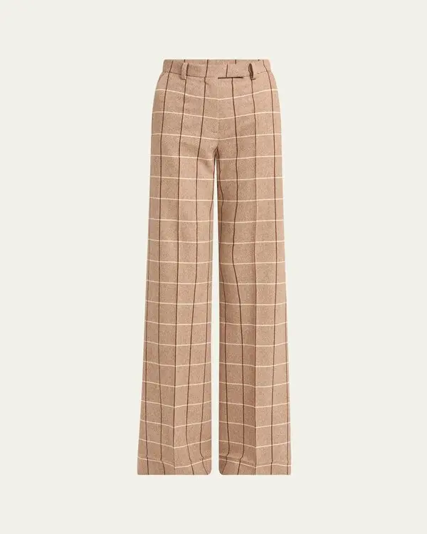 Valentino Garavani Check Wool Wide-leg Pants