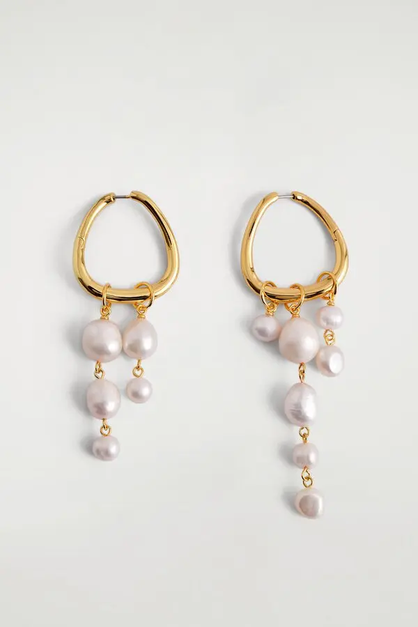 Cos Mismatched Freshwater Pearl Charm Earrings