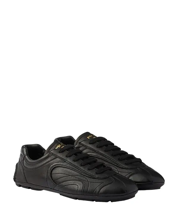 Prada Montecarlo Re-edition 2005 Antiqued Nappa Leather Sneakers - Black