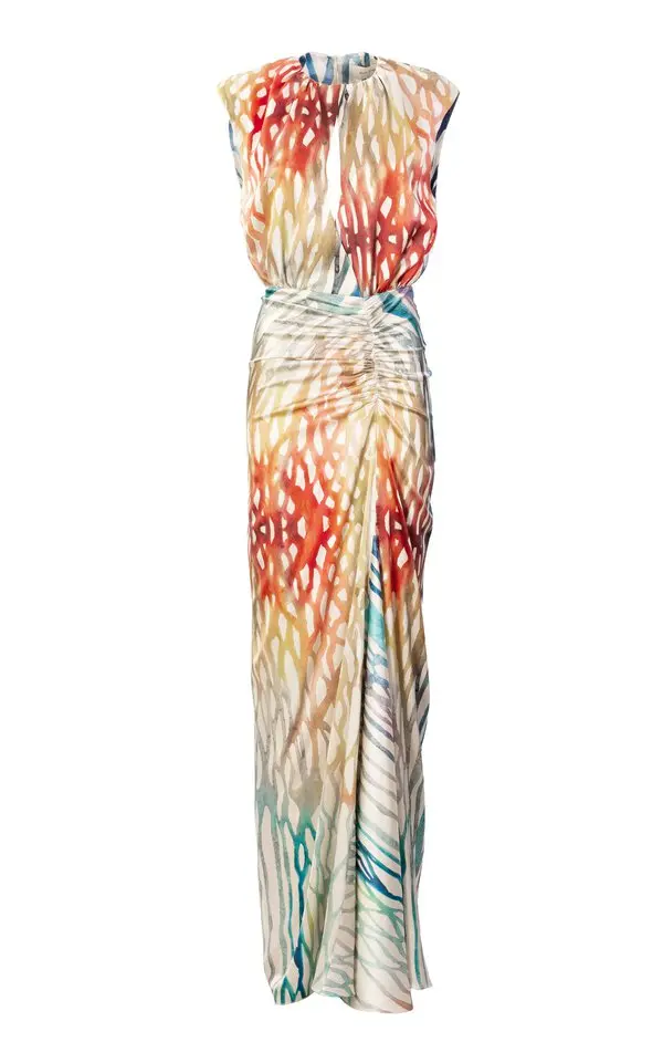 Silvia Tcherassi Samaira Ruched Stretch-silk Maxi Dress - Multi