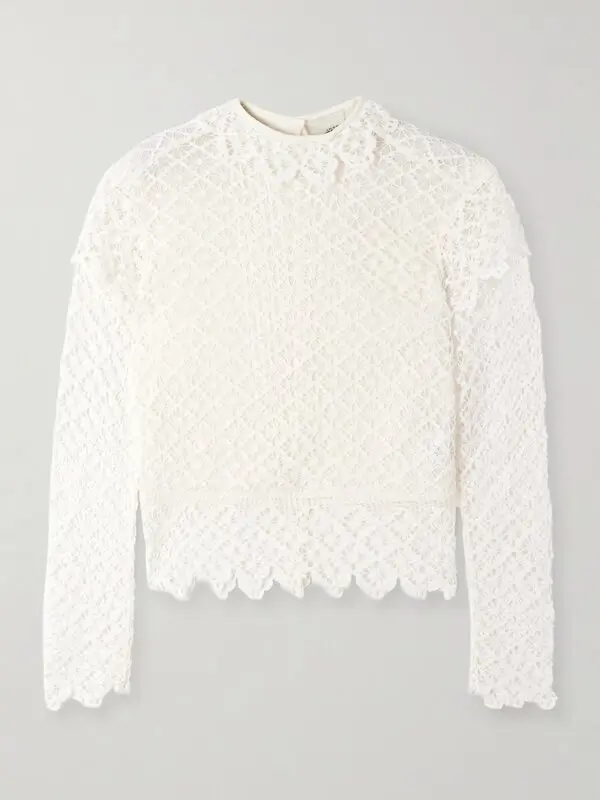 Isabel Marant Ludivine Layered Cotton Guipure Lace Top - Ecru