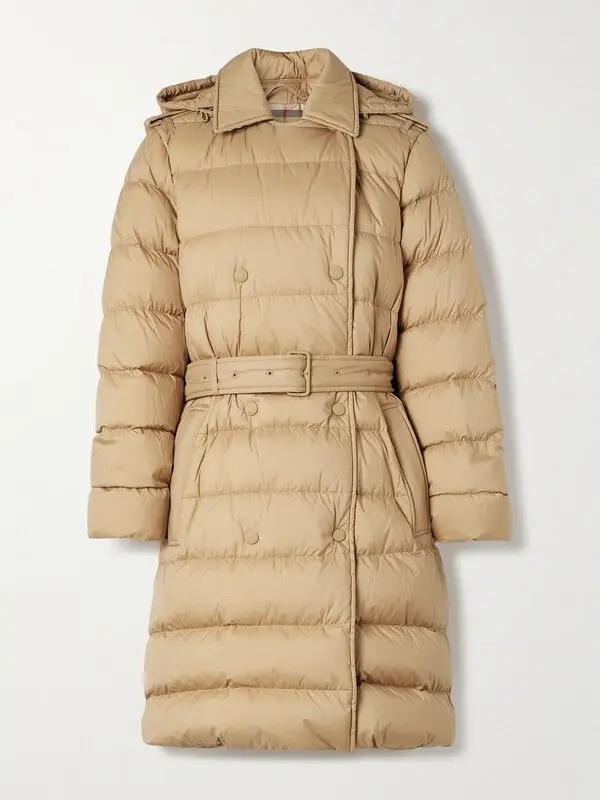 Burberry Belted Double-breasted Quilted Shell Down Coat - Neutrals