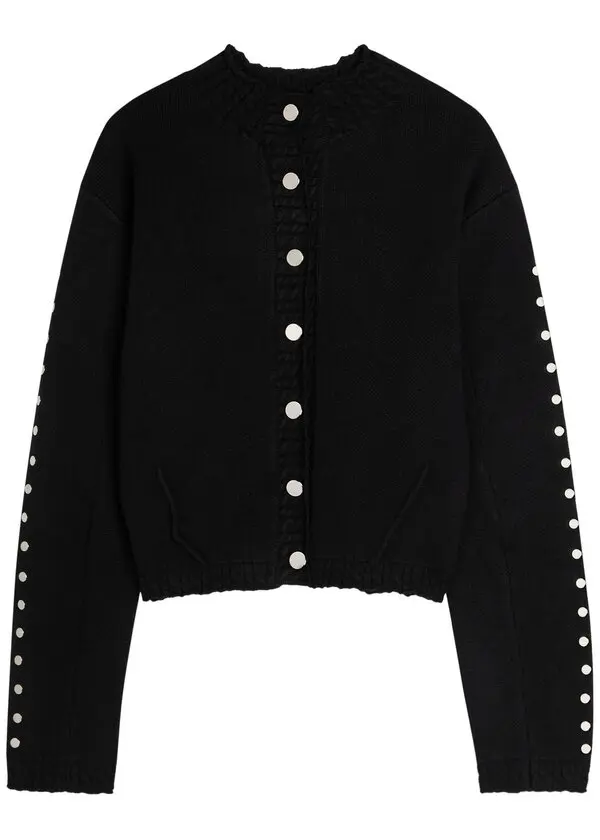 NEVER FULLY DRESSED Stud-embellished Knit Cardigan
