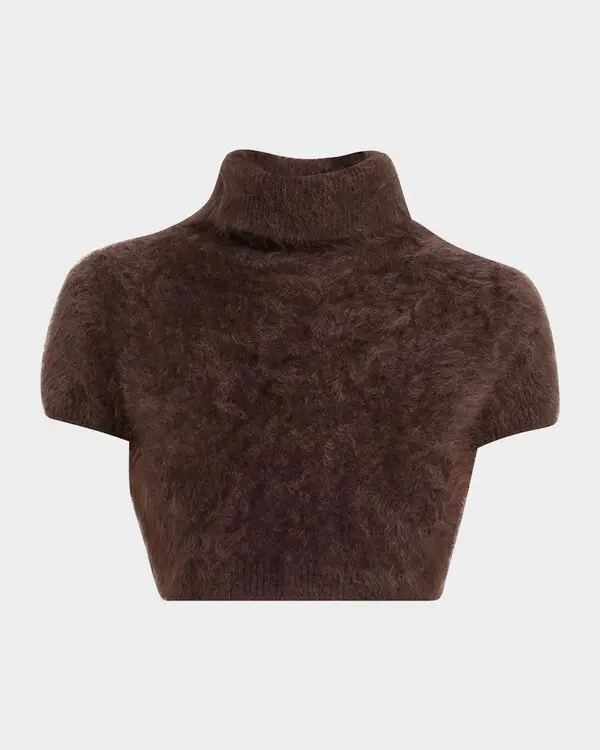 FRAME Cashmere Teddy Turtleneck Cropped Sweater