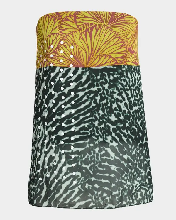 Dries Van Noten Coja Strapless Printed Blouse