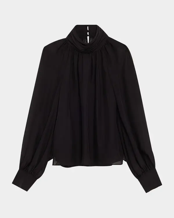 Veronica Beard Alyssa Silk Chiffon Blouse - Black
