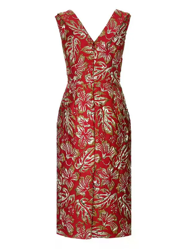 Prada Hibiscus-motif Jacquard Midi Dress