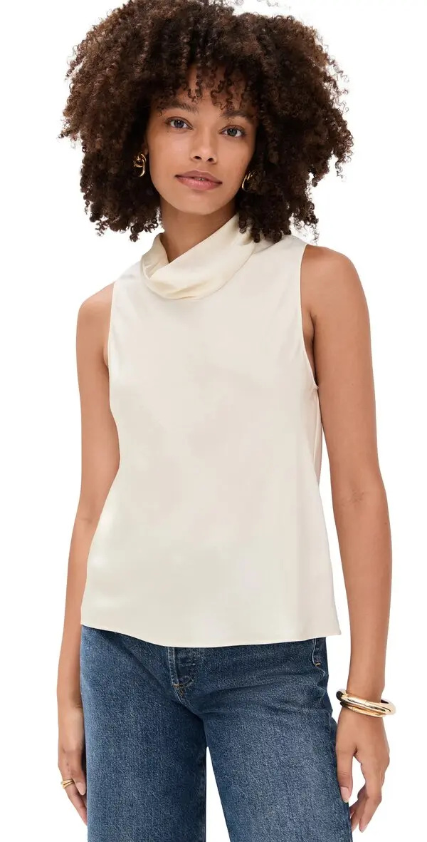 LESET Barb Sleeveless Cowl Neck Top