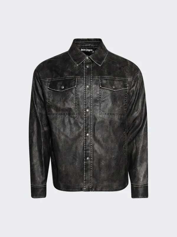 Palm Angels Curved Logo Coated Overshirt Dark