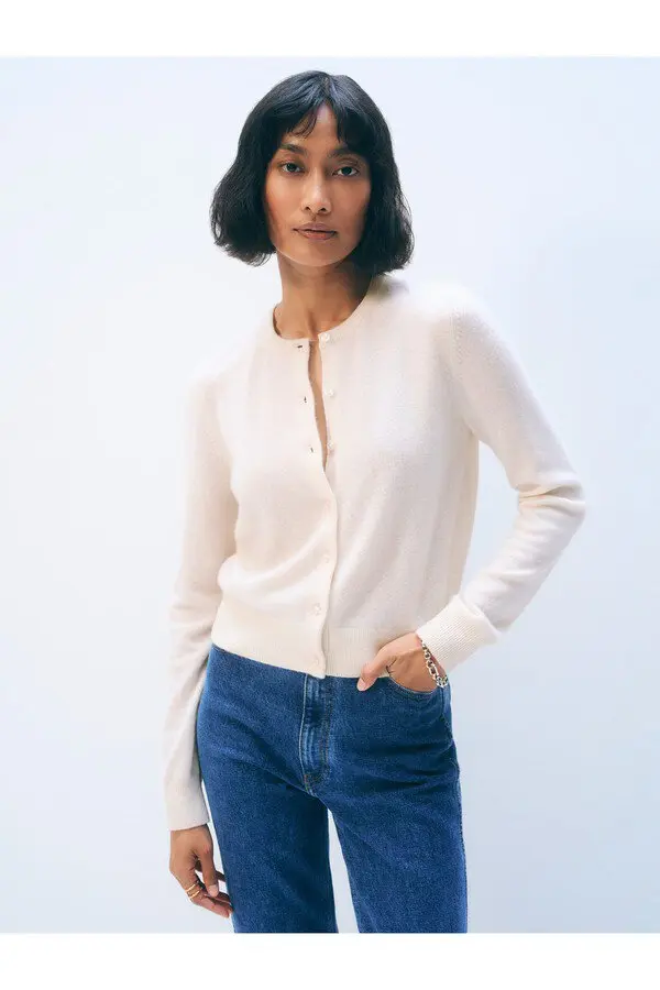 WHITE & WARREN Cashmere Crewneck Cardigan