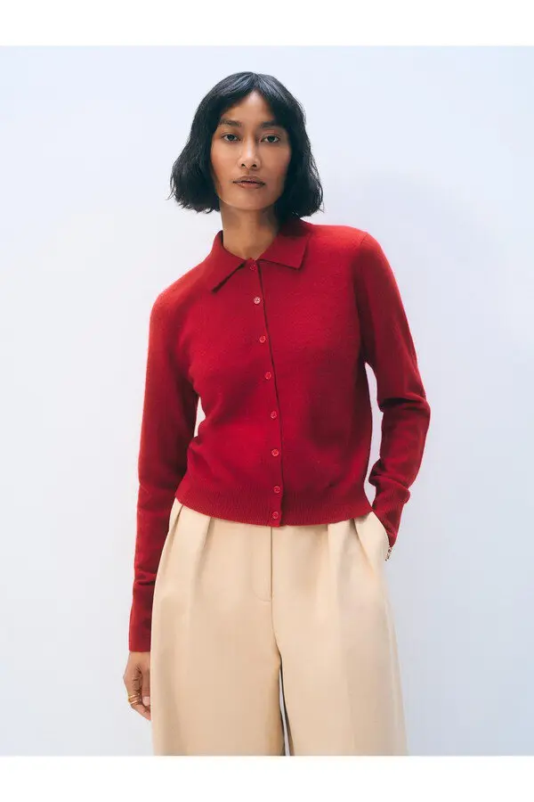 WHITE & WARREN Cashmere Collar Cardigan