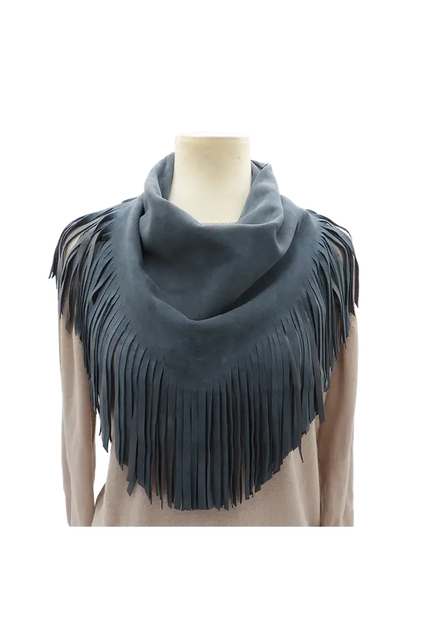 NORTON AND HODGES Dallas Suede Collar With Fringe And Vintage Conchos