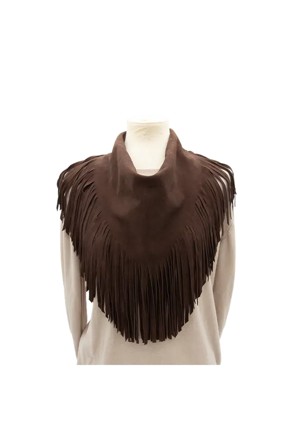 NORTON AND HODGES Liver Chestnut Suede Fringe Collar - Red