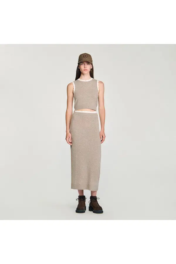 Sandro High-neck Knit Sweater - Brown