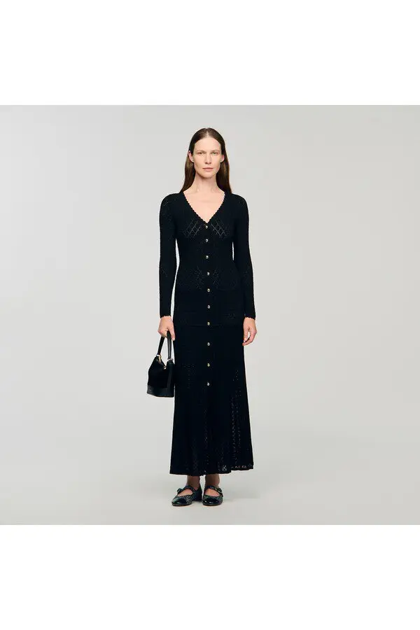 Sandro Decorative Knit Maxi Dress