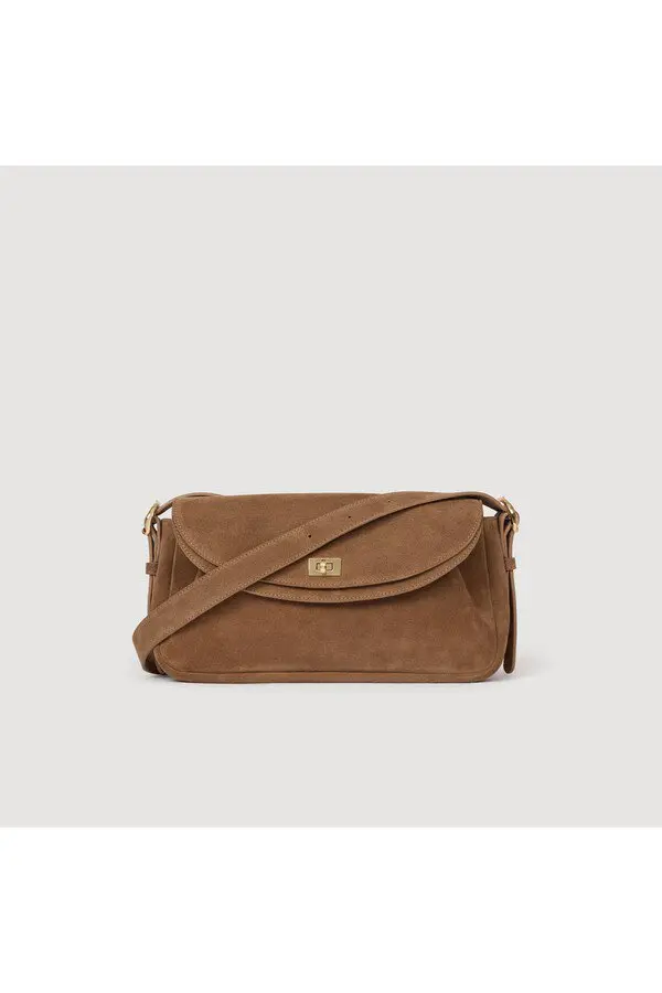 Sandro Le Mambo Suede Leather Bag - Beige