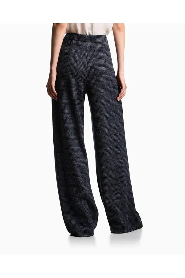 Emporio Armani Icon Prince Of Wales Check Jersey-knit Trousers