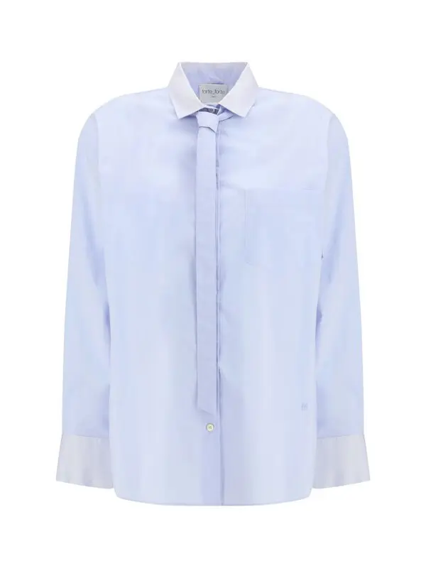 FORTE_FORTE Oversized Cotton Poplin Shirt With Grosgrain Details