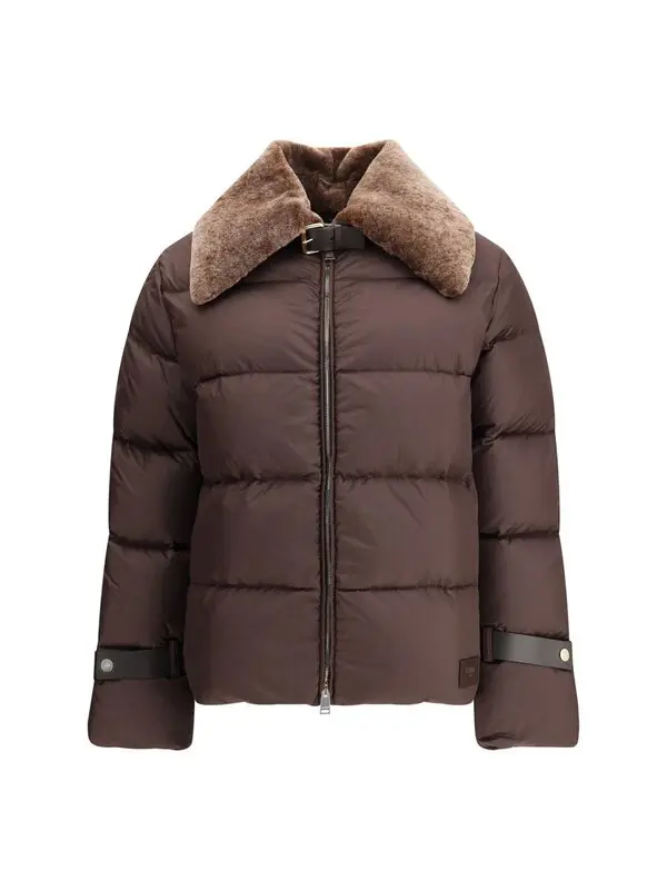 Fendi Technical Fabric And Leather Down Jacket