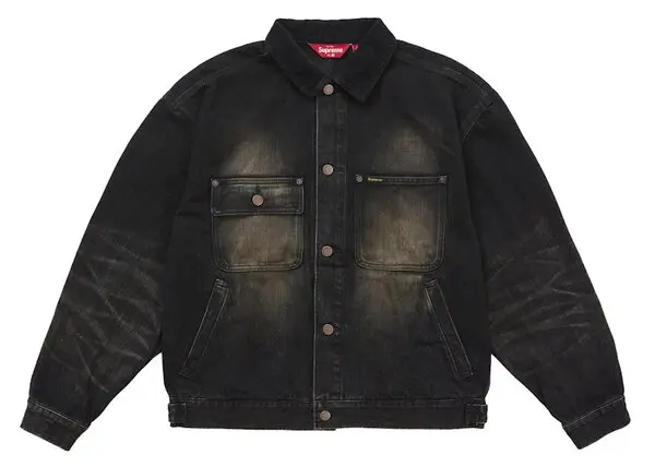 Supreme Distressed Selvedge Trucker Jacket - Washed Black