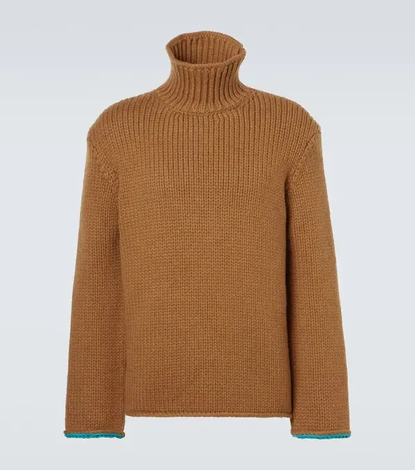 Loewe Tan Wool Turtleneck Sweater - Brown
