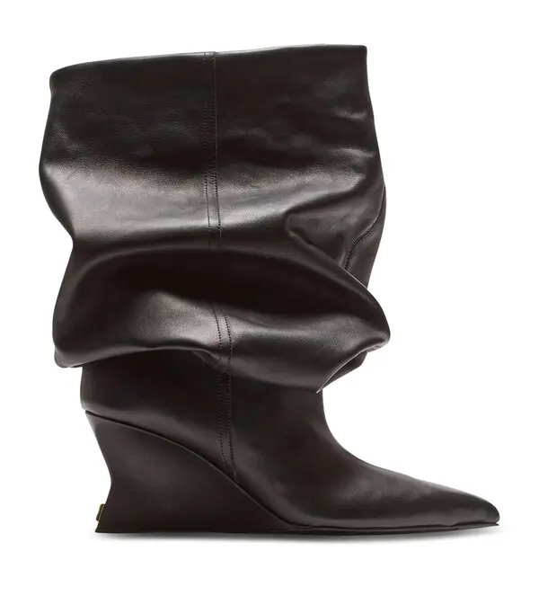 Balmain Leather Wedge Ankle Boots