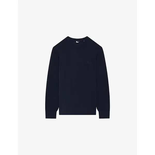The Kooples Logo-embroidered Wool Jumper - Navy