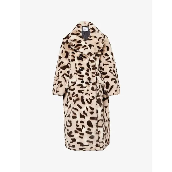 Vaquera Leopard Print Double-breasted Faux-fur Coat