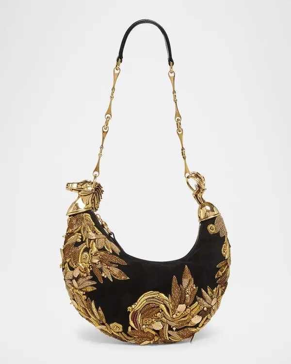 Chloé Chain Horse Beaded Embroidered Shoulder Bag