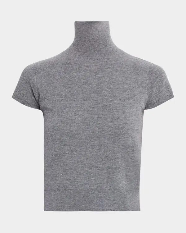 Tse Cashmere Cropped Cap-sleeve Turtleneck Top