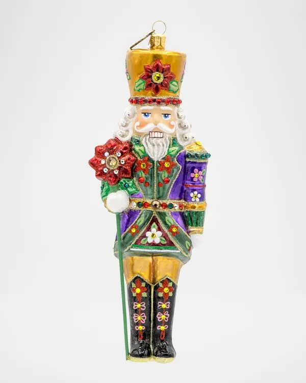 JAY STRONGWATER Poinsettia Nutcracker Christmas Oranment