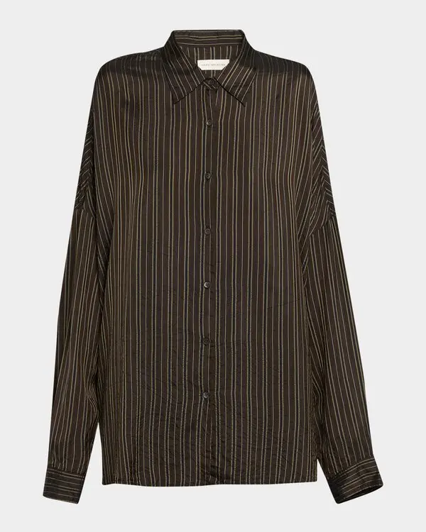 Dries Van Noten Casia Crinkled Stripe Blouse