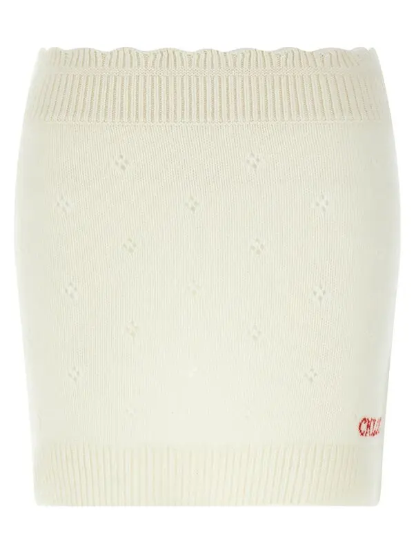 Chloé Jacquard Logo Knit Mini Skirt - White