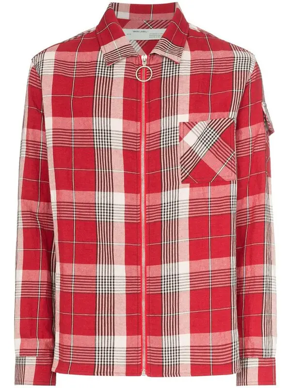 Off-White Checke Zip Up Skulls Flannel Shirt