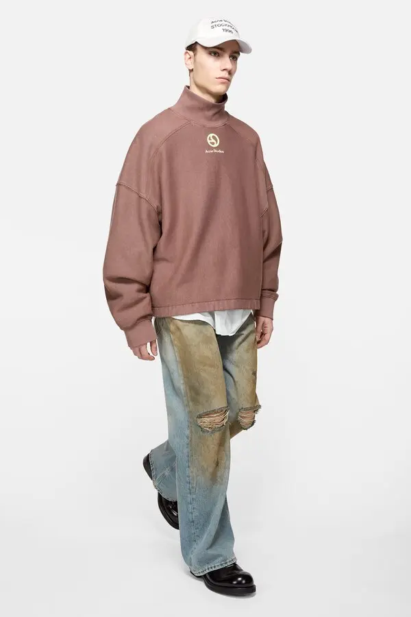 Acne Studios Fleece Sweater With Logo - Rum Brown