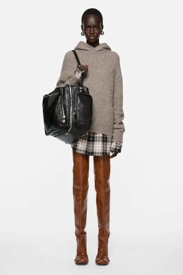 Acne Studios Hooded Knit Sweater - Beige Melange