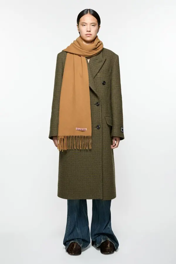 Acne Studios Cashmere Fringe Scarf Narrow - Dark Camel