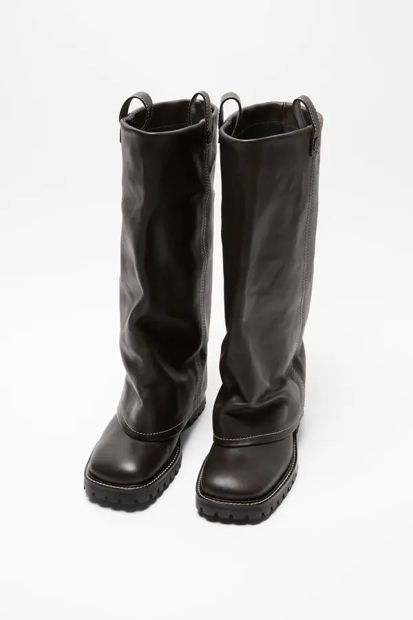 Acne Studios Leather Boots With Folded Shaft