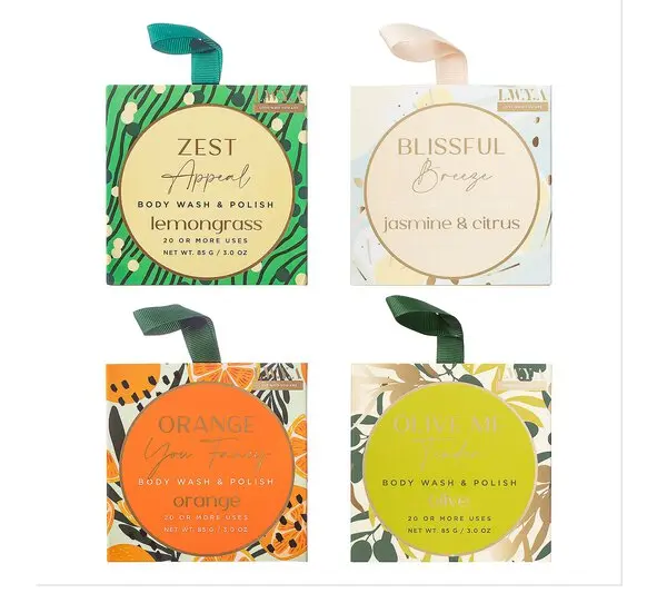 LWYA BY KIM GRAVEL Body Wash & Polish Buffers 4pc Collection