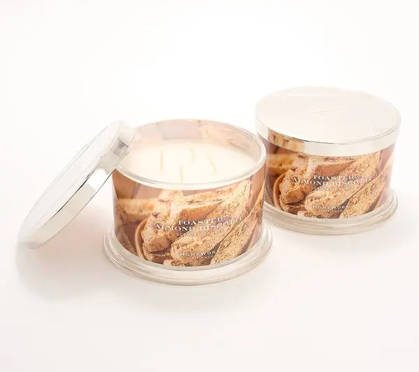 HOMEWORX BY SLATKIN + CO. As Is S/2 Toasted Almond Candles
